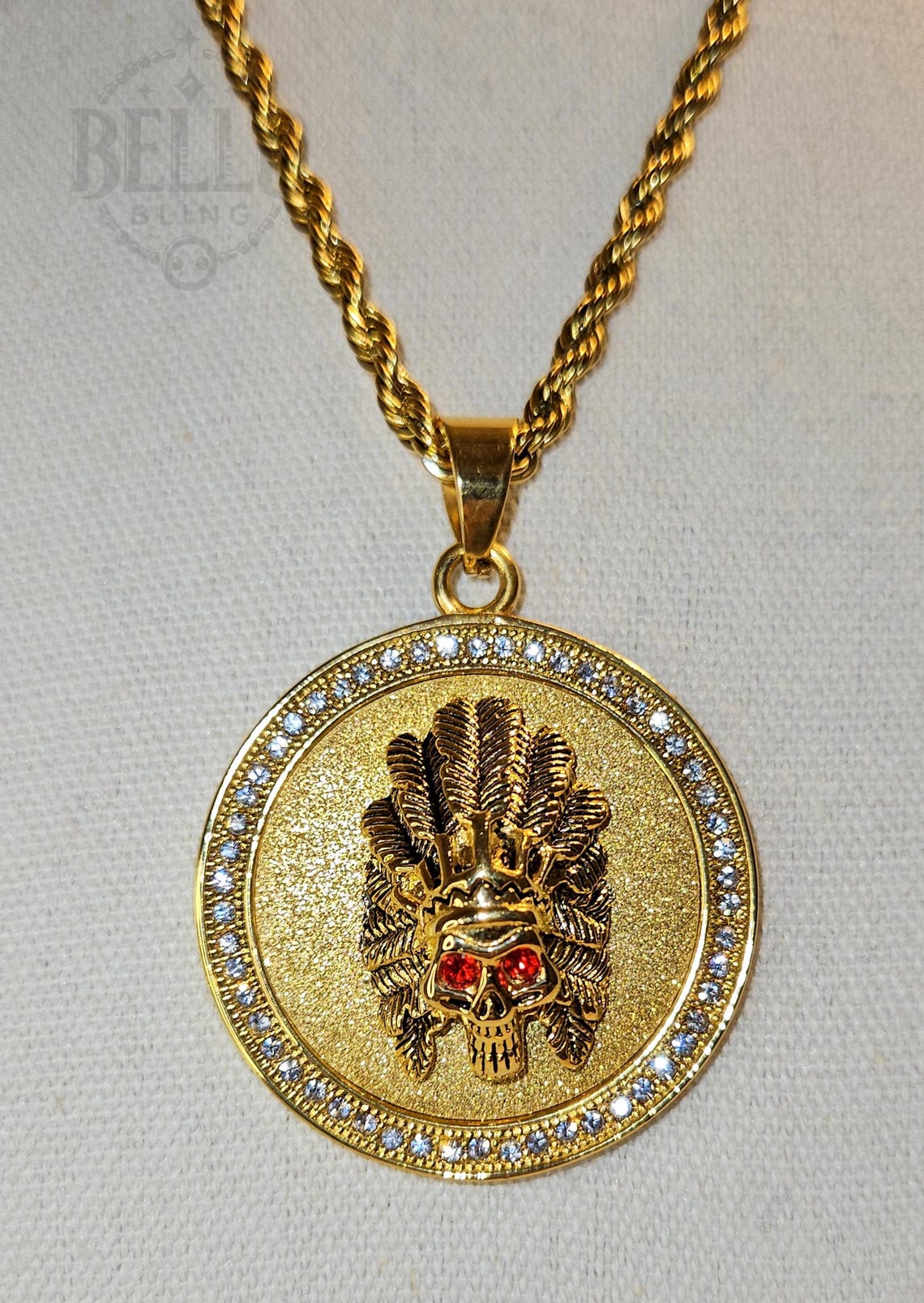 Native American Silver Indian Chief Head Skull Pendant Necklace Native ...