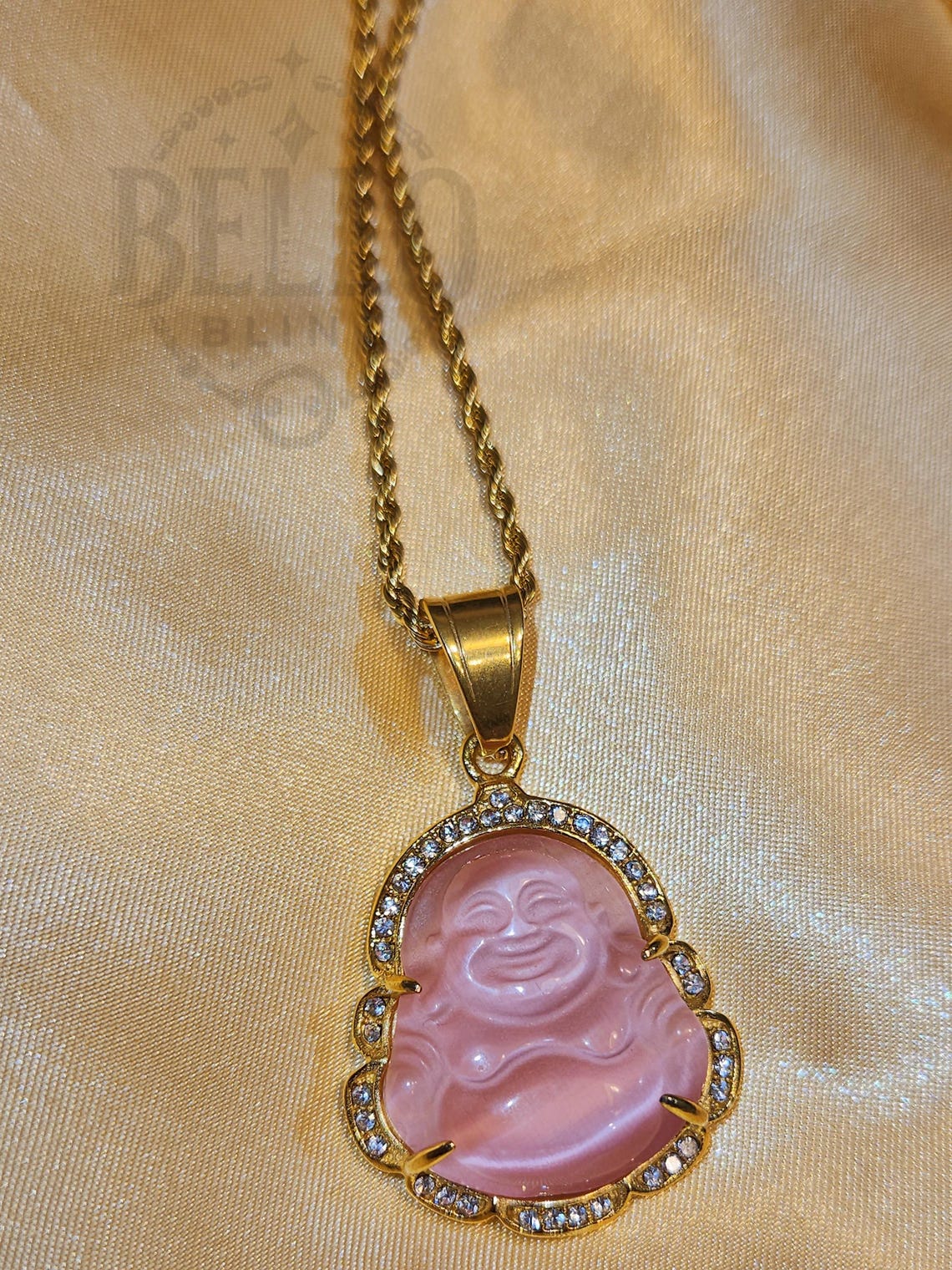 Fortune Pink Buddha Bling Necklace - Luxe Pendant, Hypoallergenic ...