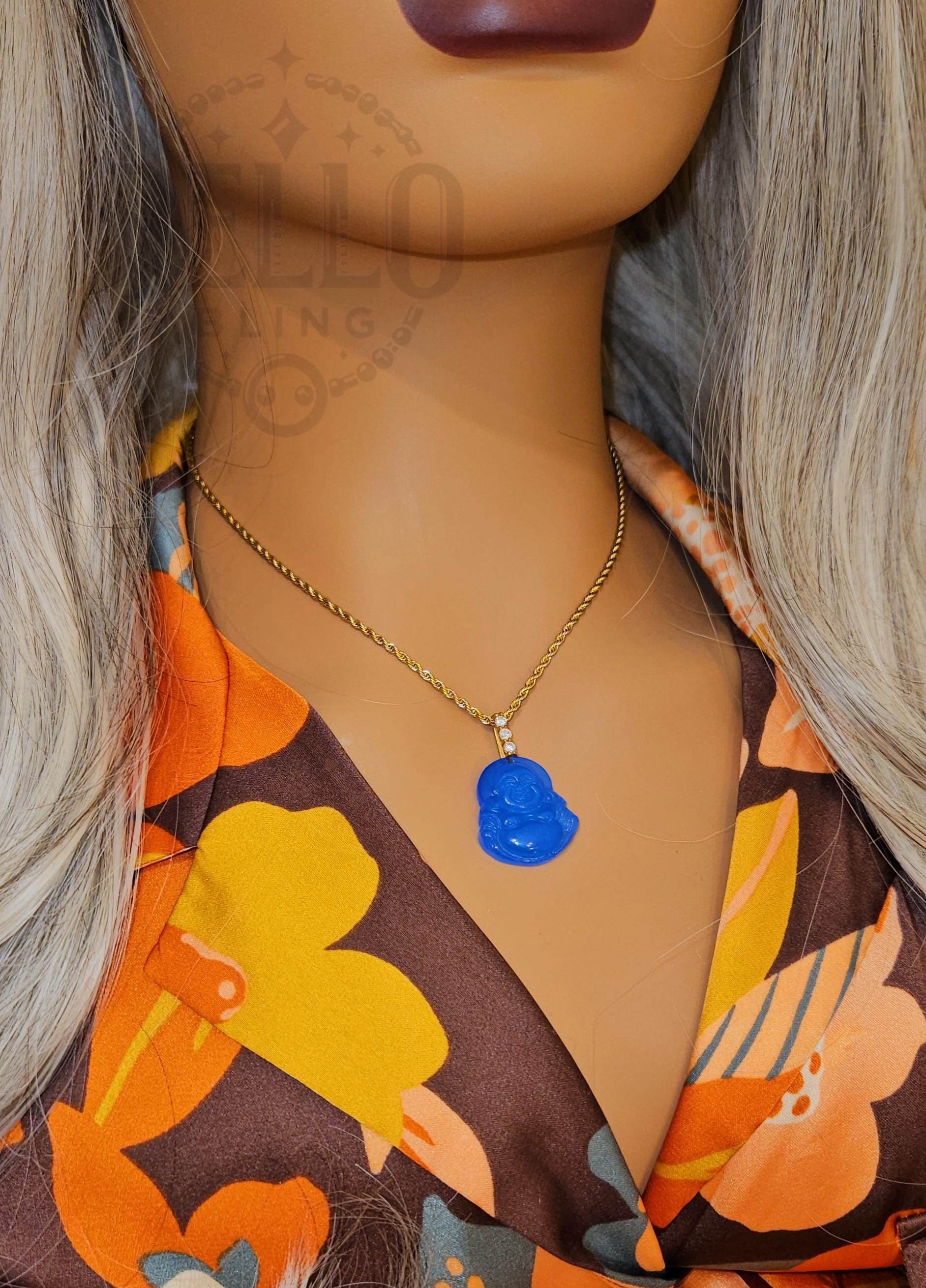 Lucky Charm Blue Buddha Pendant Necklace - Hypoallergenic Bling, Luxe ...