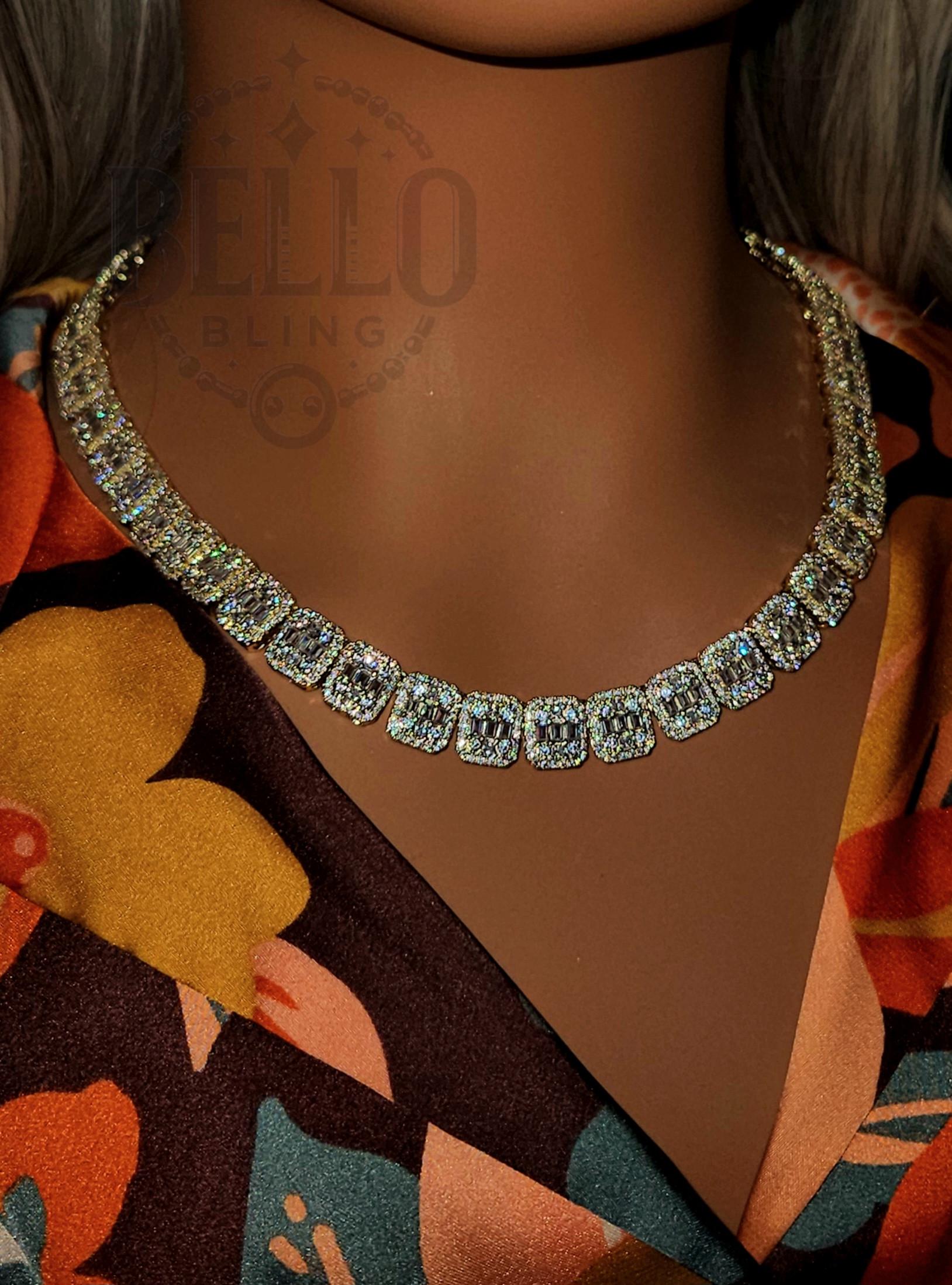 Gold Square Link Choker – 12mm Wide, 20 Inch Iced CZ Necklace, Hip Hop ...