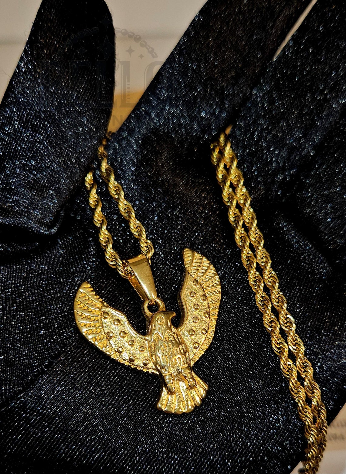 Gold Eagle Pendant Necklace, Majestic Bird Charm, Patriotic Jewelry ...
