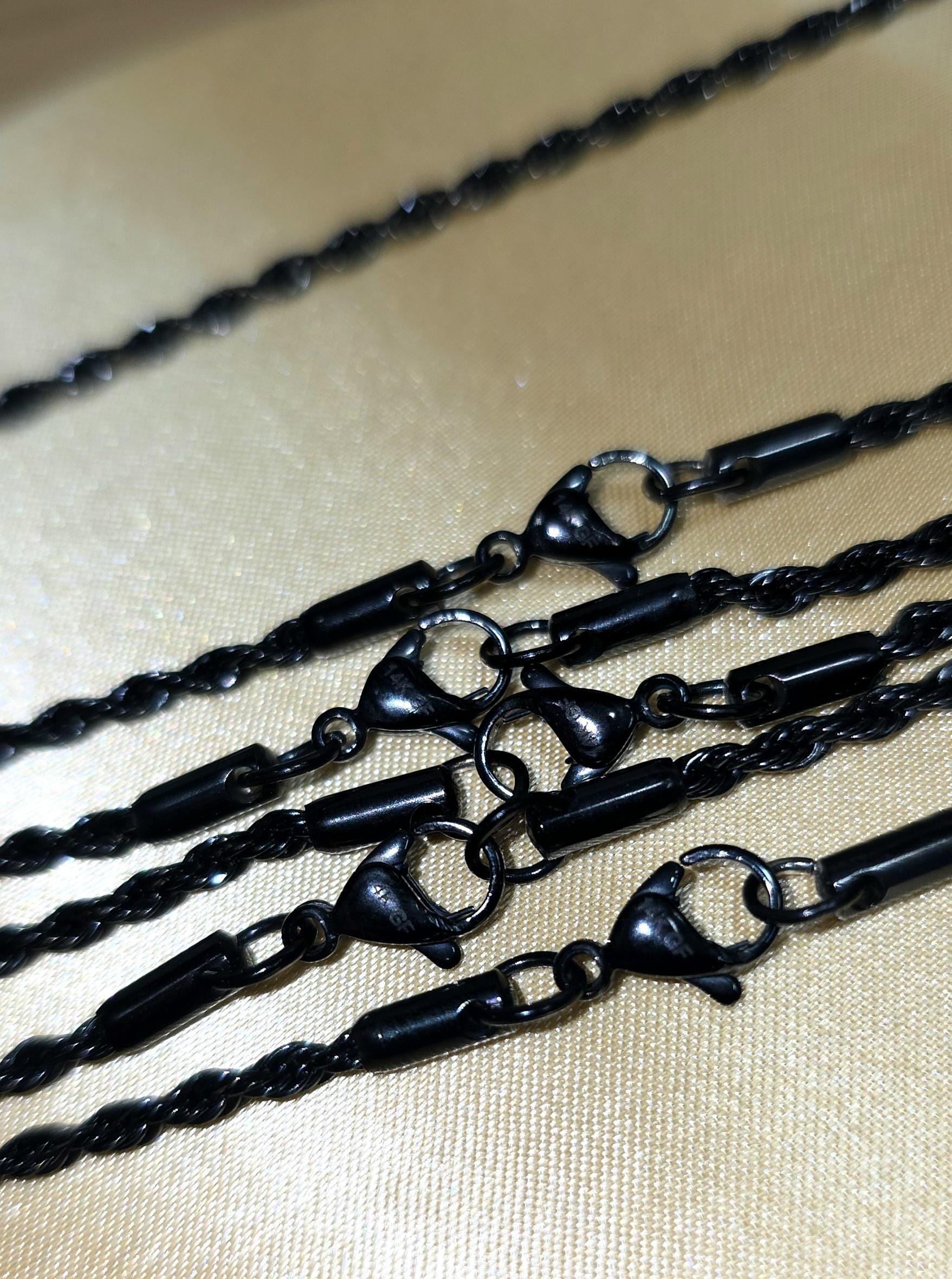 2.5mm Black Gunmetal Twisted Rope Link Chain Neckalce Stainless Steel ...