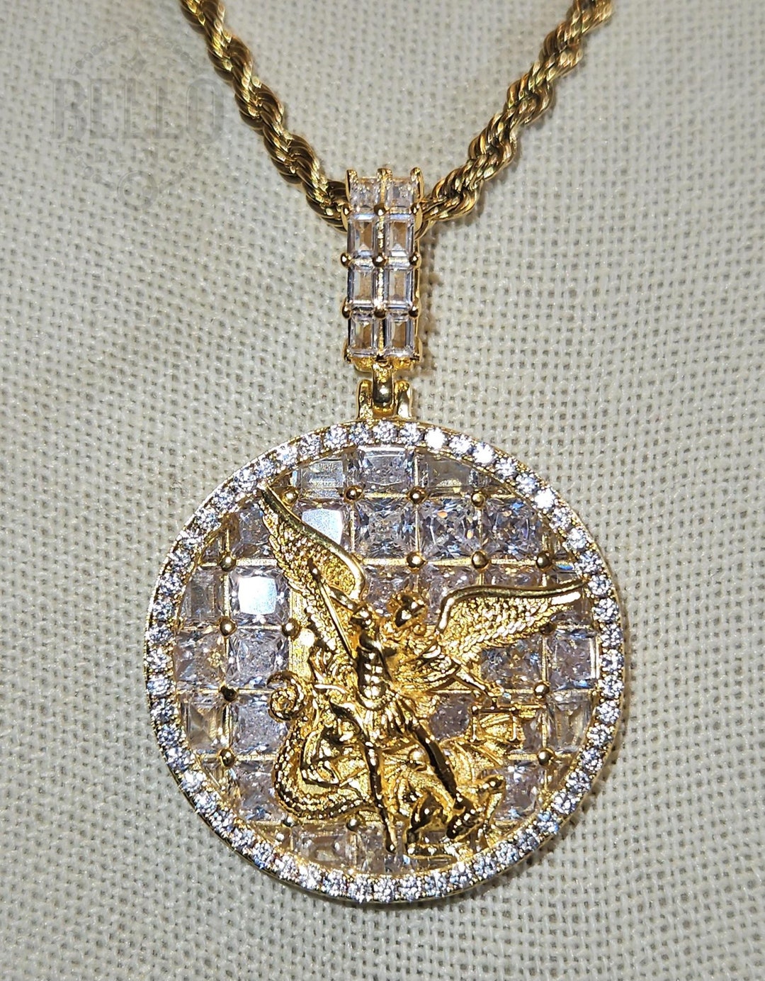 925 Sterling Silver 14k Gold Saint Michael Pendant Necklace - the ...