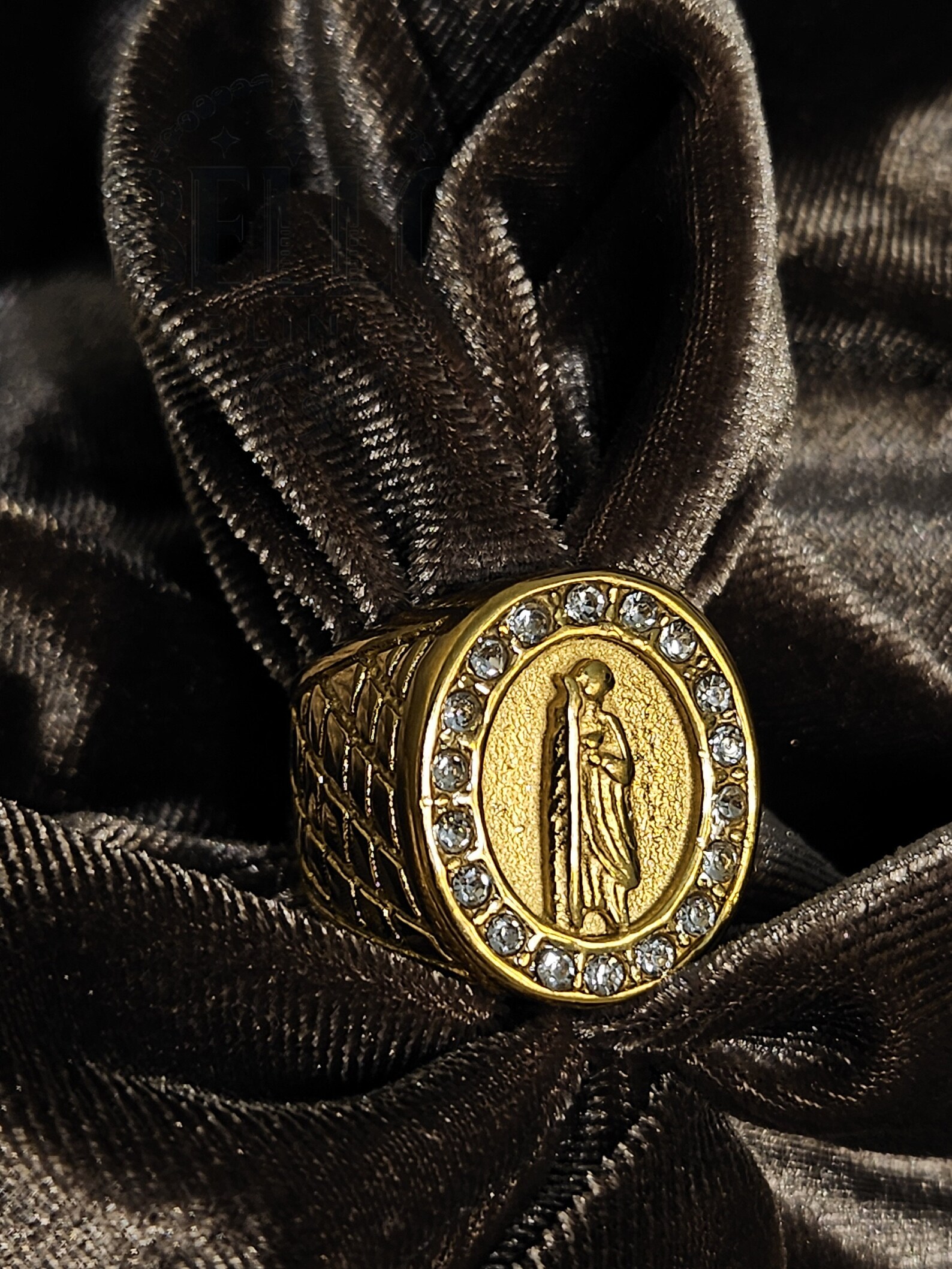 Gold San Judas Ring: CZ Diamond Stainless Steel Religious Jewelry - Etsy