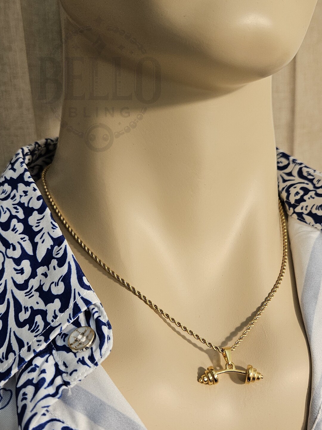 Gold Dumbbell Pendant Necklace - Fitness Jewelry, Gym Lover's Charm ...