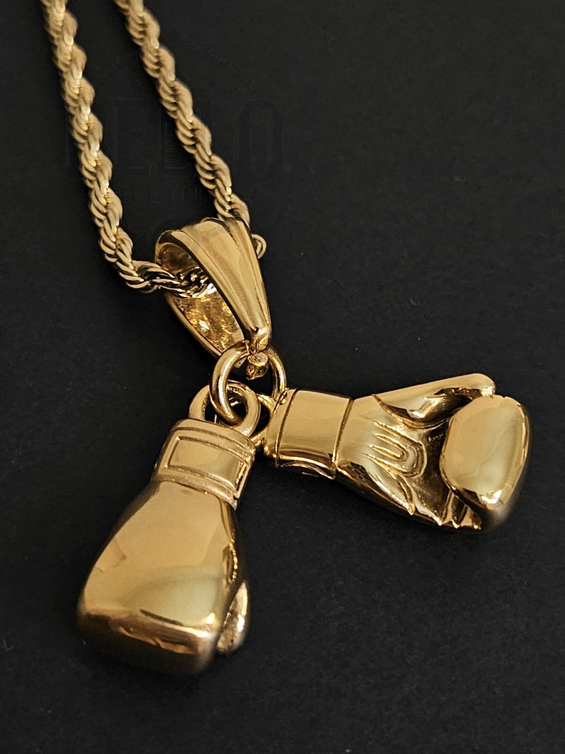 Gold Boxing Gloves Pendant Necklace: Stainless Steel Sports Jewelry - Etsy
