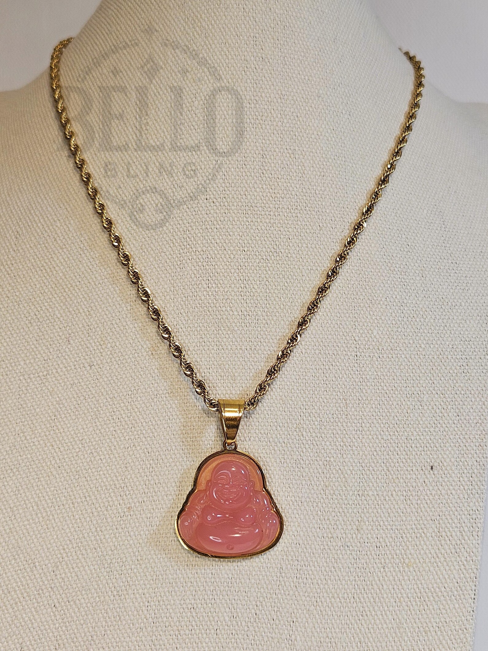 Luxe Lucky Pink Buddha Pendant Necklace - Hypoallergenic Bling ...