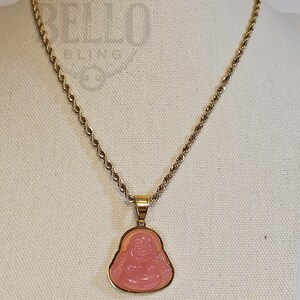 Luxe Lucky Pink Buddha Pendant Necklace - Hypoallergenic Bling ...