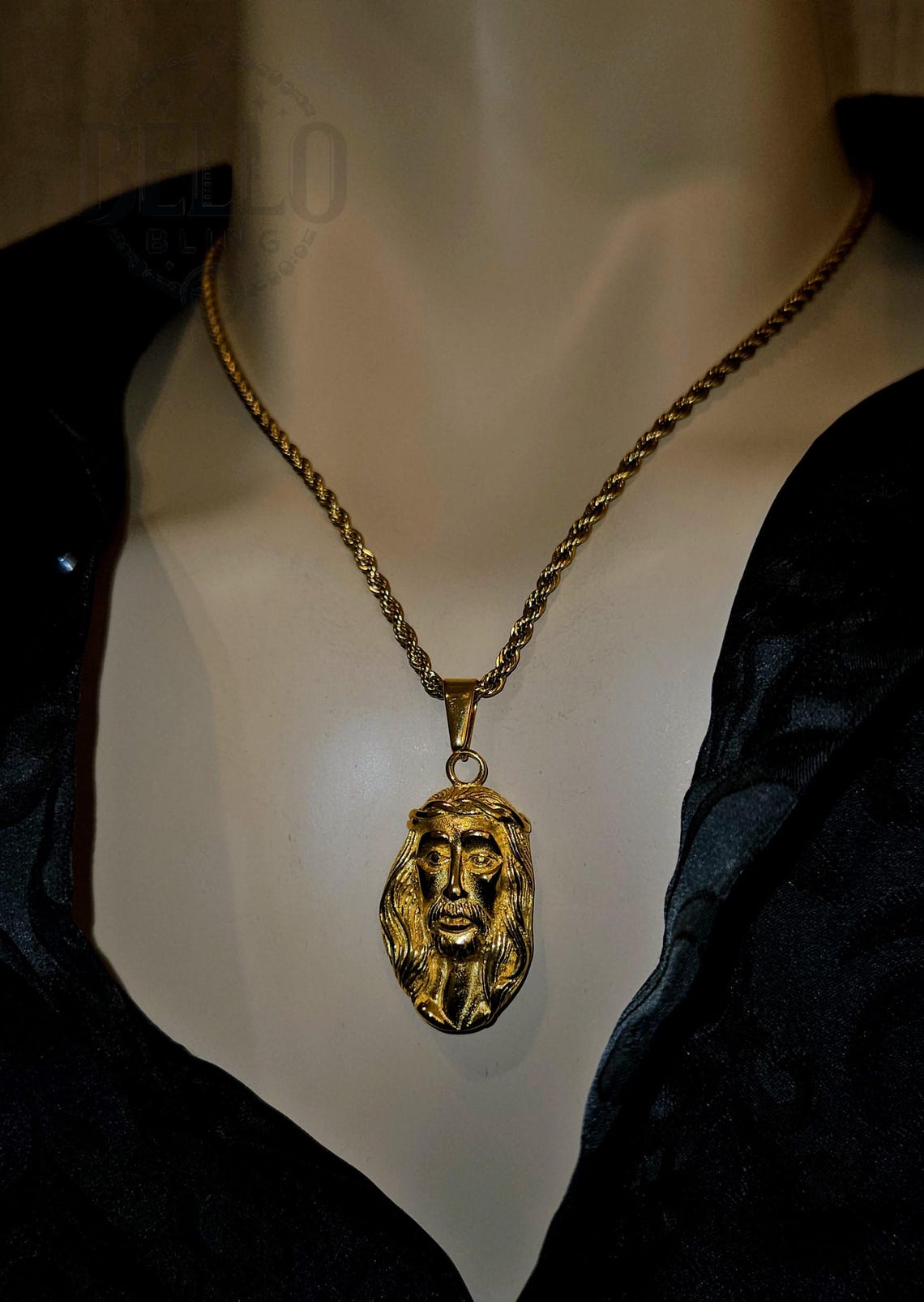 Gold Jesus Pendant Necklace - Religious Jewelry, Stainless Steel ...