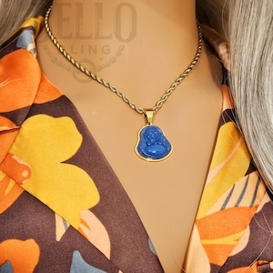 Luxe Lucky Blue Buddha Pendant Necklace - Hypoallergenic Bling ...