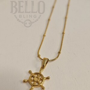 Gold Ship Wheel Pendant Necklace: Stainless Steel Nautical Charm - Etsy