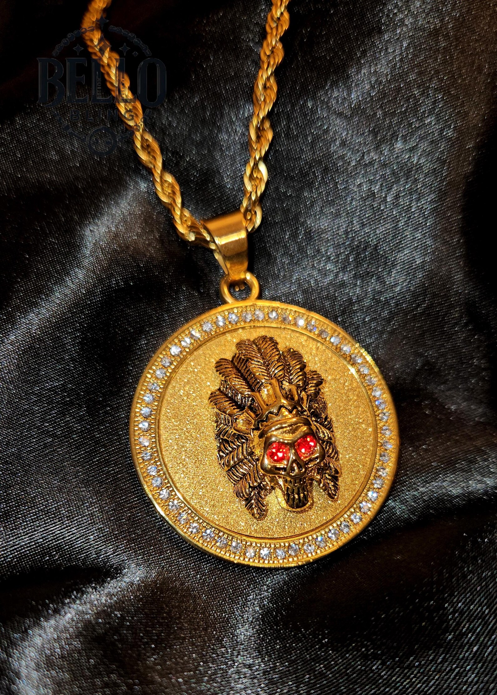 Native American Silver Indian Chief Head Skull Pendant Necklace Native ...