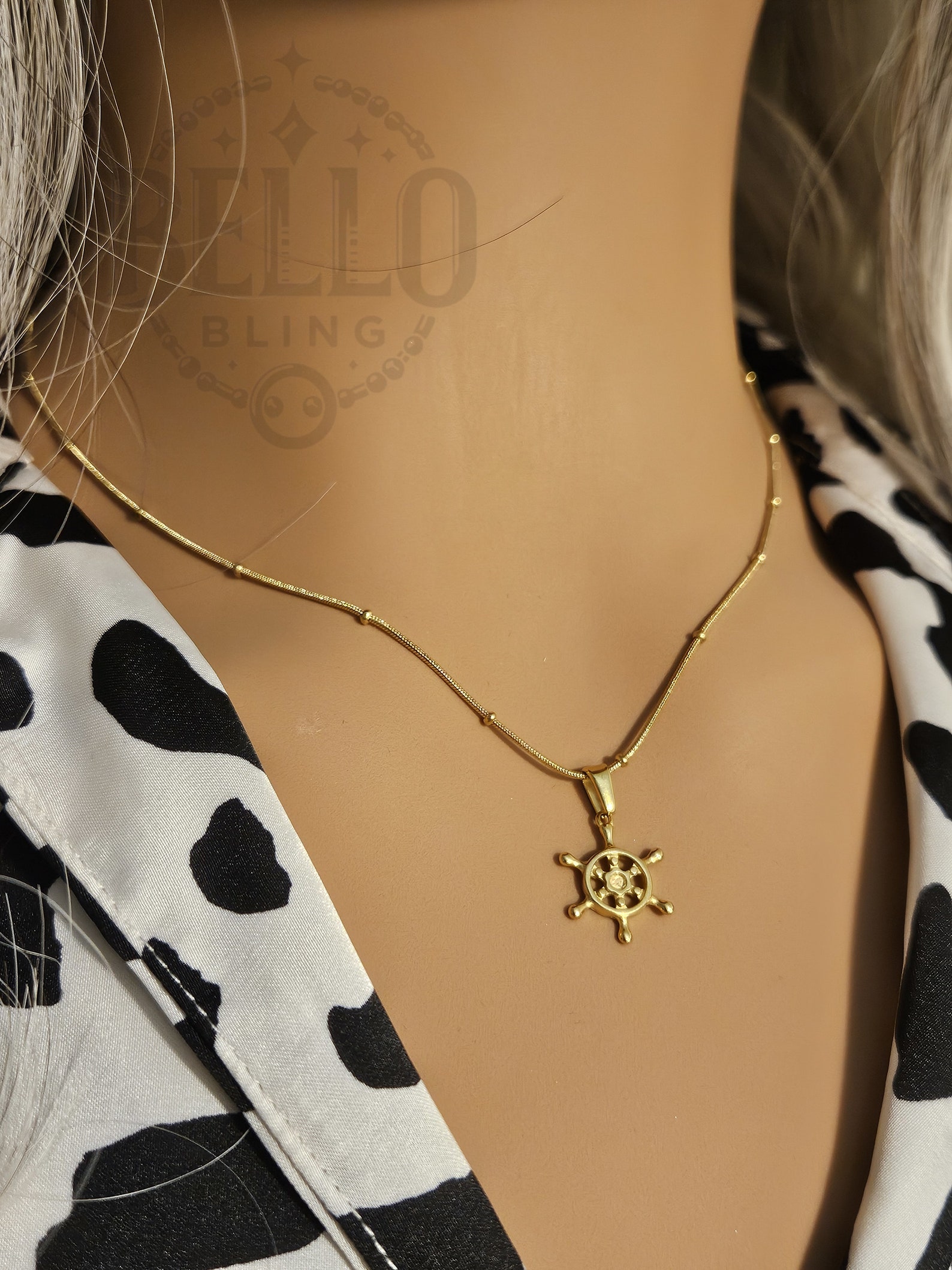 Gold Ship Wheel Pendant Necklace: Stainless Steel Nautical Charm - Etsy