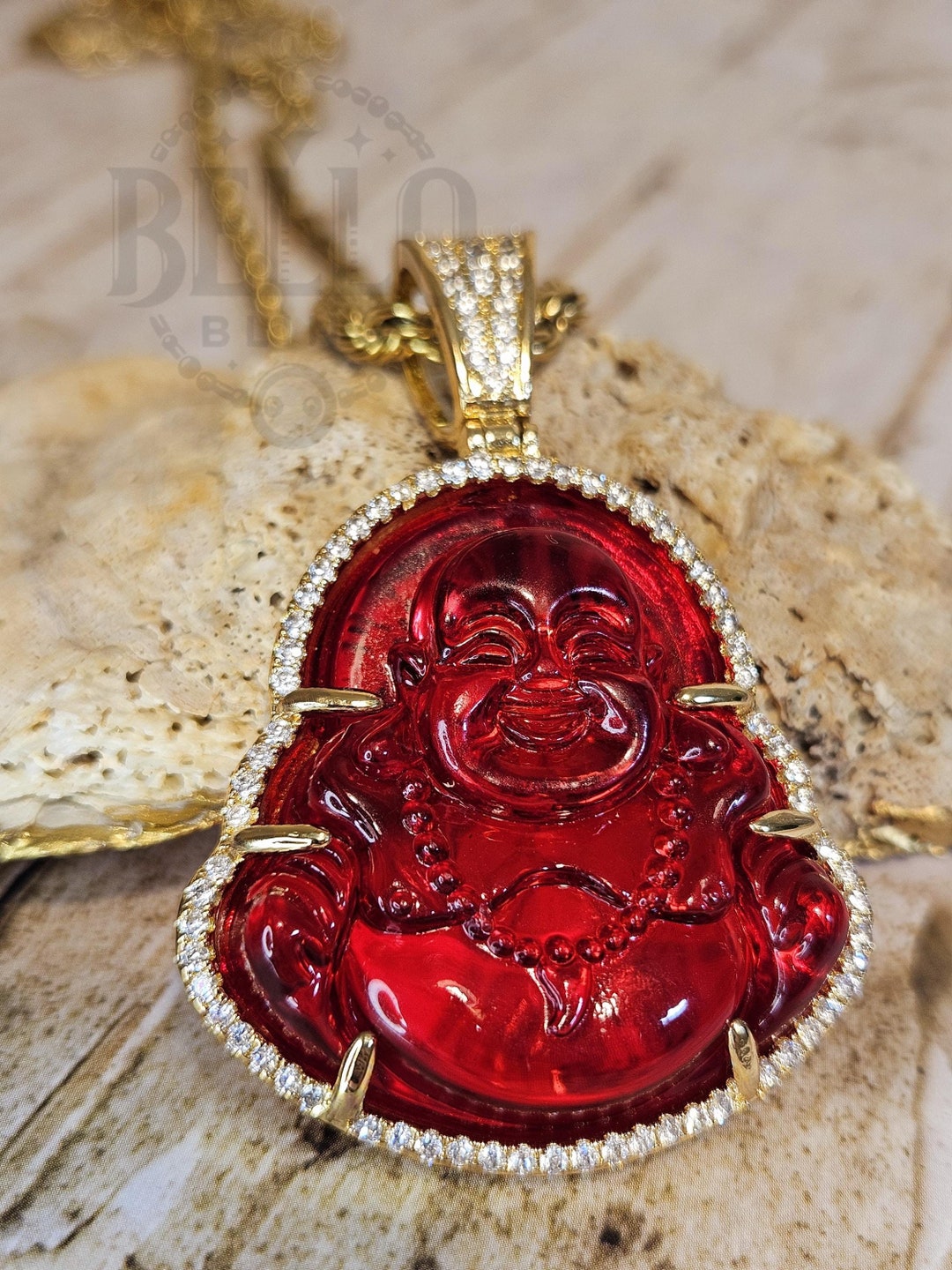 Lucky Charm Red Buddha Pendant Necklace, Hypoallergenic Bling, Luxe ...