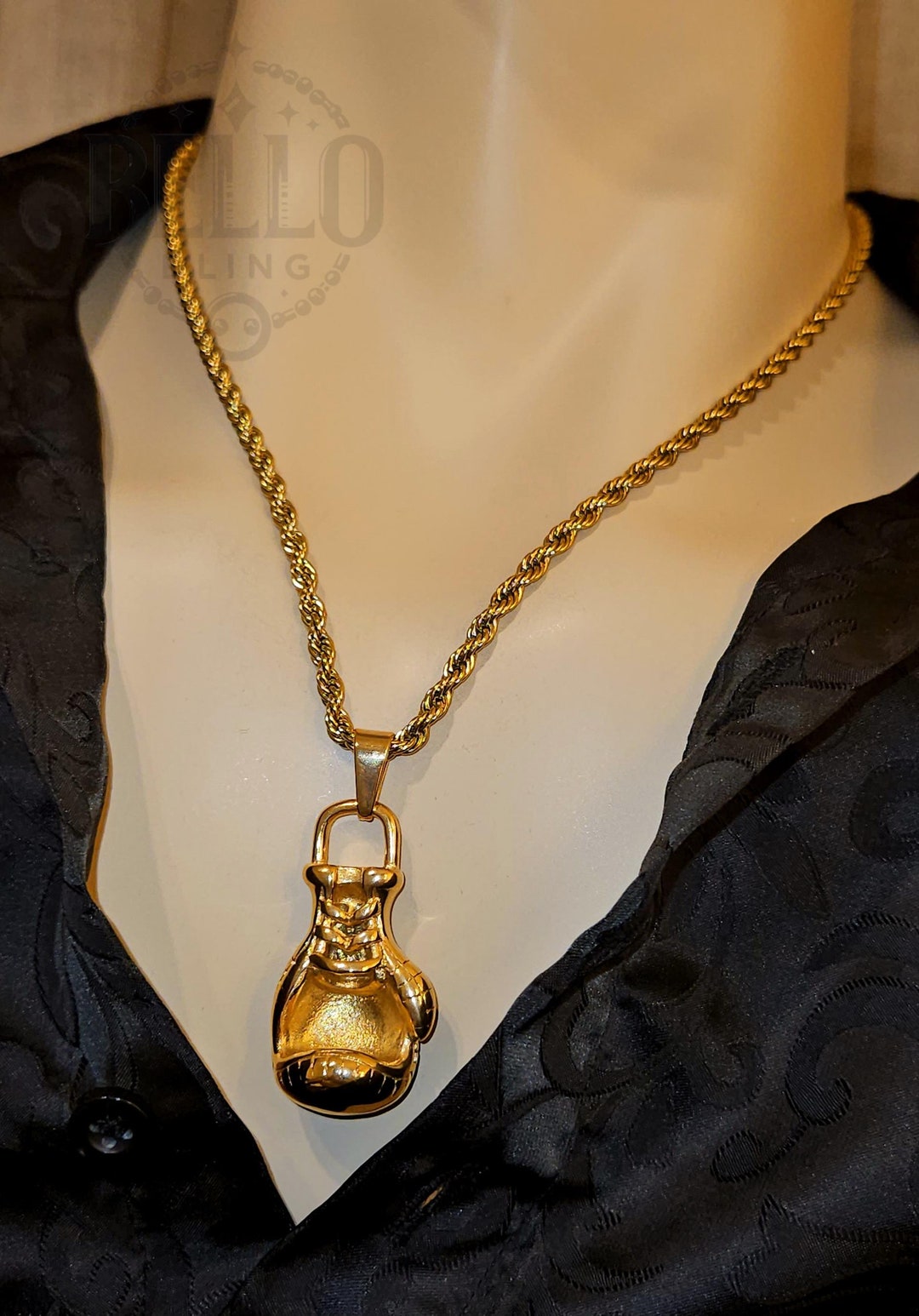 Boxing Glove Pendant, Gold-finish, Fighter's Style, Boxing Drip, Sports ...