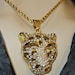 Sparkling Leopard Head Pendant Necklace - Gold Finish, Hip Hop Bling ...