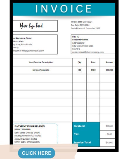 Simple Invoice Template - Etsy