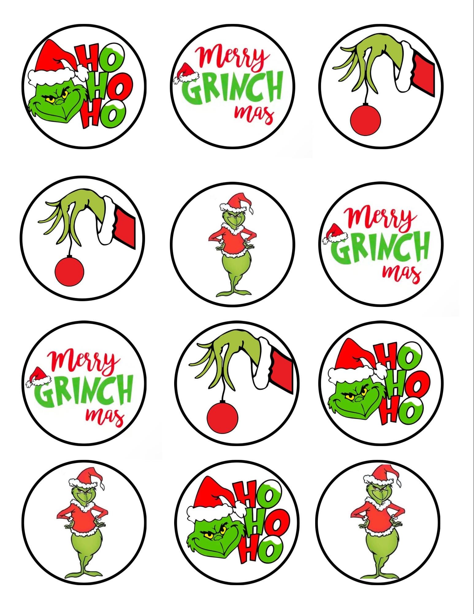 Holiday Grinch Christmas Edible Cupcake Toppers - Etsy