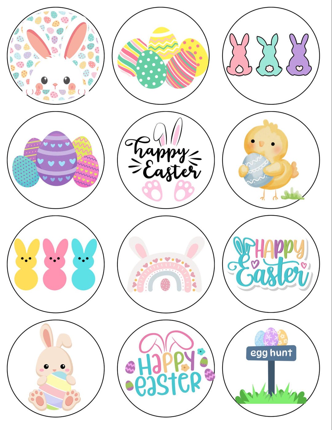 PRINTABLE- Easter Cupcake & Cookie Toppers - Printable Digital Download ...