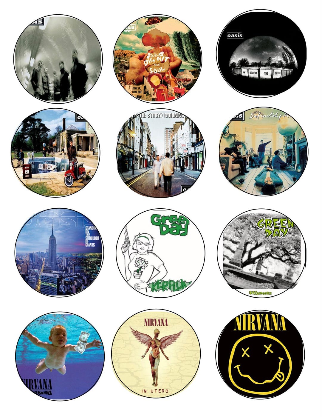 Nirvana, Oasis, and Green Day Edible Cupcake Toppers - Rock Legends on ...