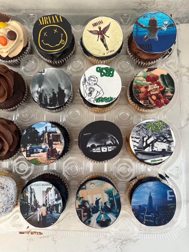 Nirvana, Oasis, and Green Day Edible Cupcake Toppers - Rock Legends on ...