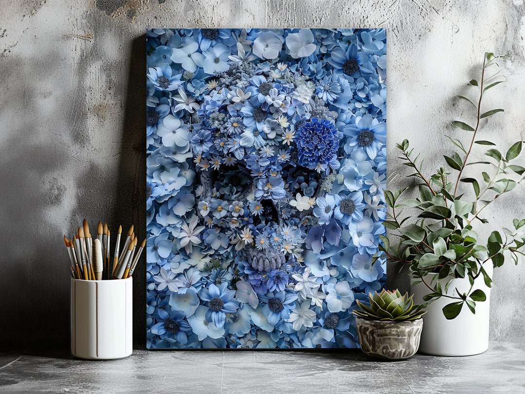 Floral Skull Wall Art, Beautiful Skull Artwork, Skull Canvas Wall Art ...