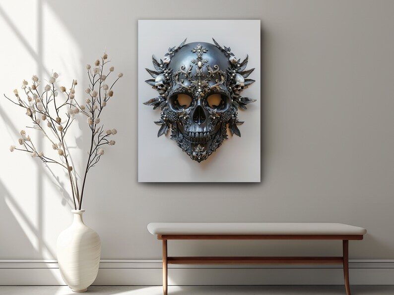 Tribal Skull Wall Art, Skull Mask Artwork, Skull Canvas Wall Art, Skull ...