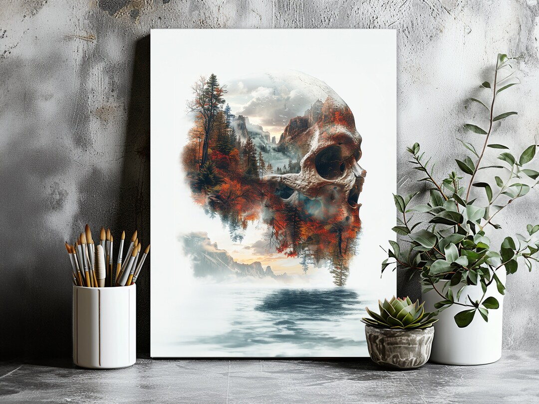Nature Skull Wall Art, Skull Canvas, Wall Canvas, Landscape Skull ...