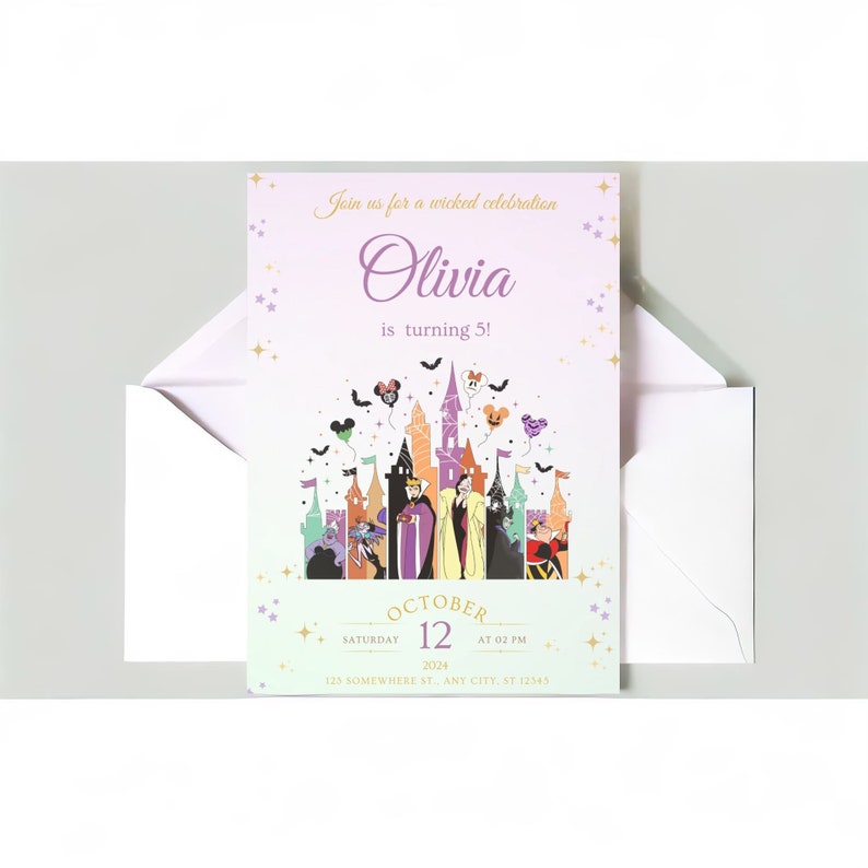 Editable Birthday Invitation Template, Disney Villains Halloween ...