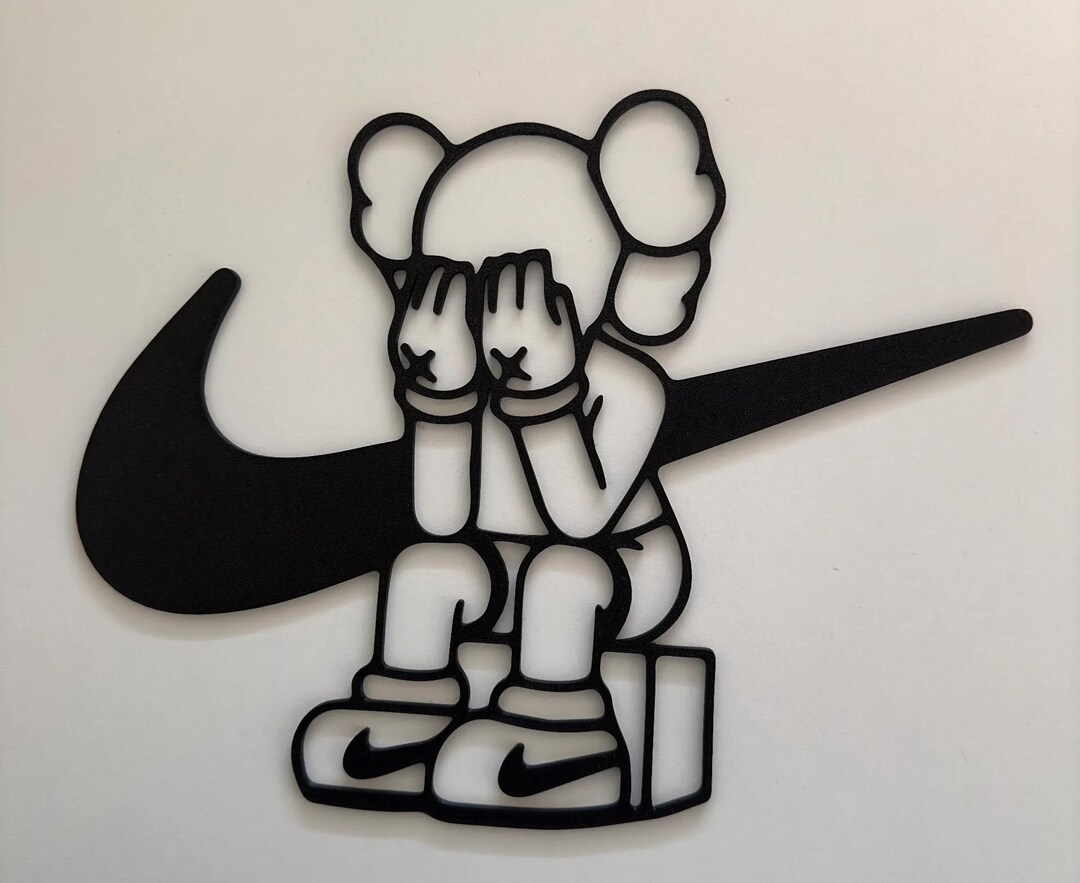 Unique Wall Art Collaboration Nine X Kaws, 2D Black Decorative Piece ...