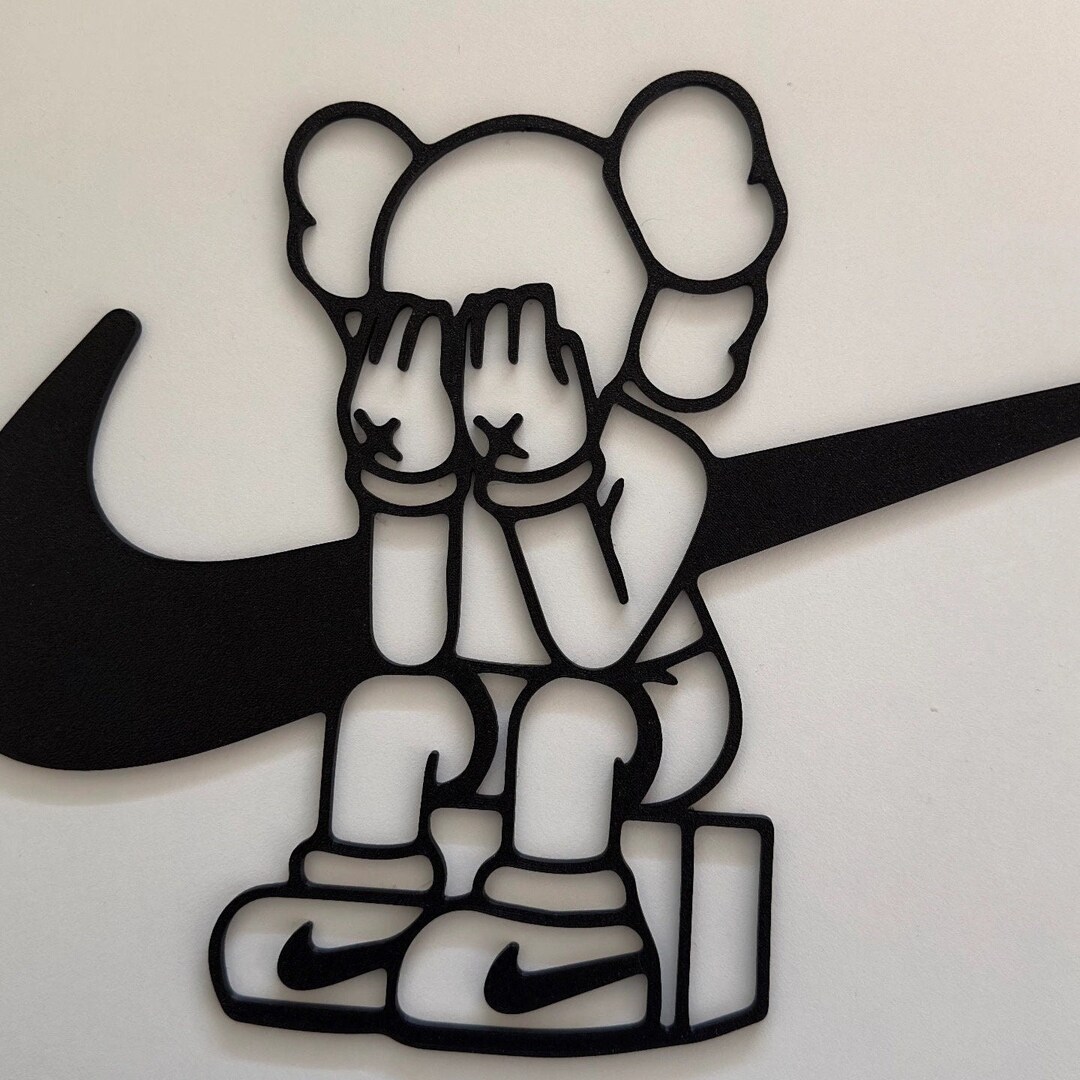 Exclusive Nike X Kaws Collaboration: Black 2D Wall Artwork for a Modern ...