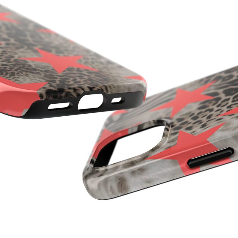 Red Star Animal Print Cheetah Tiger Zebra iPhone 16 15 14 13 12 11 X 8 ...