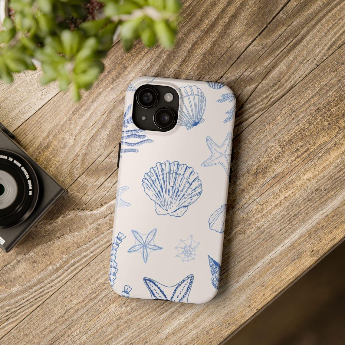 Coastal Blue Seashell Phone Case: Minimalist iPhone & Galaxy Cover - Etsy