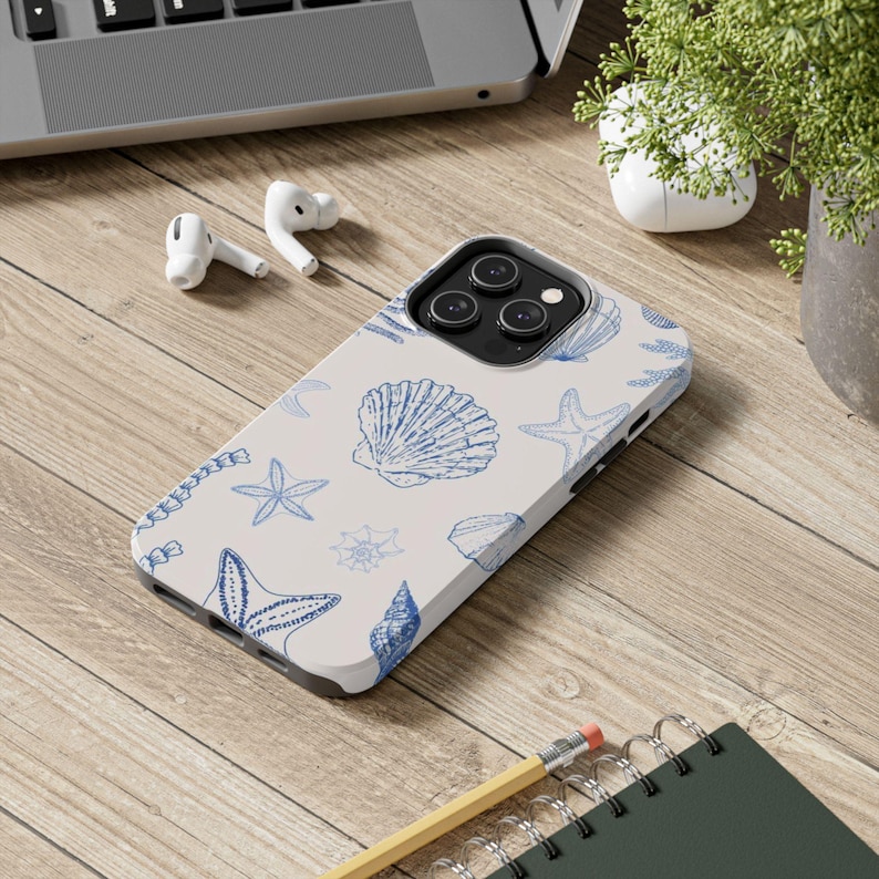 Coastal Blue Seashell Phone Case: Minimalist iPhone & Galaxy Cover - Etsy