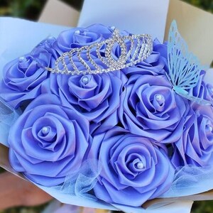 Eternal Roses Bouquet Handcrafted Satin Ribbon & Glitter Roses Unique ...