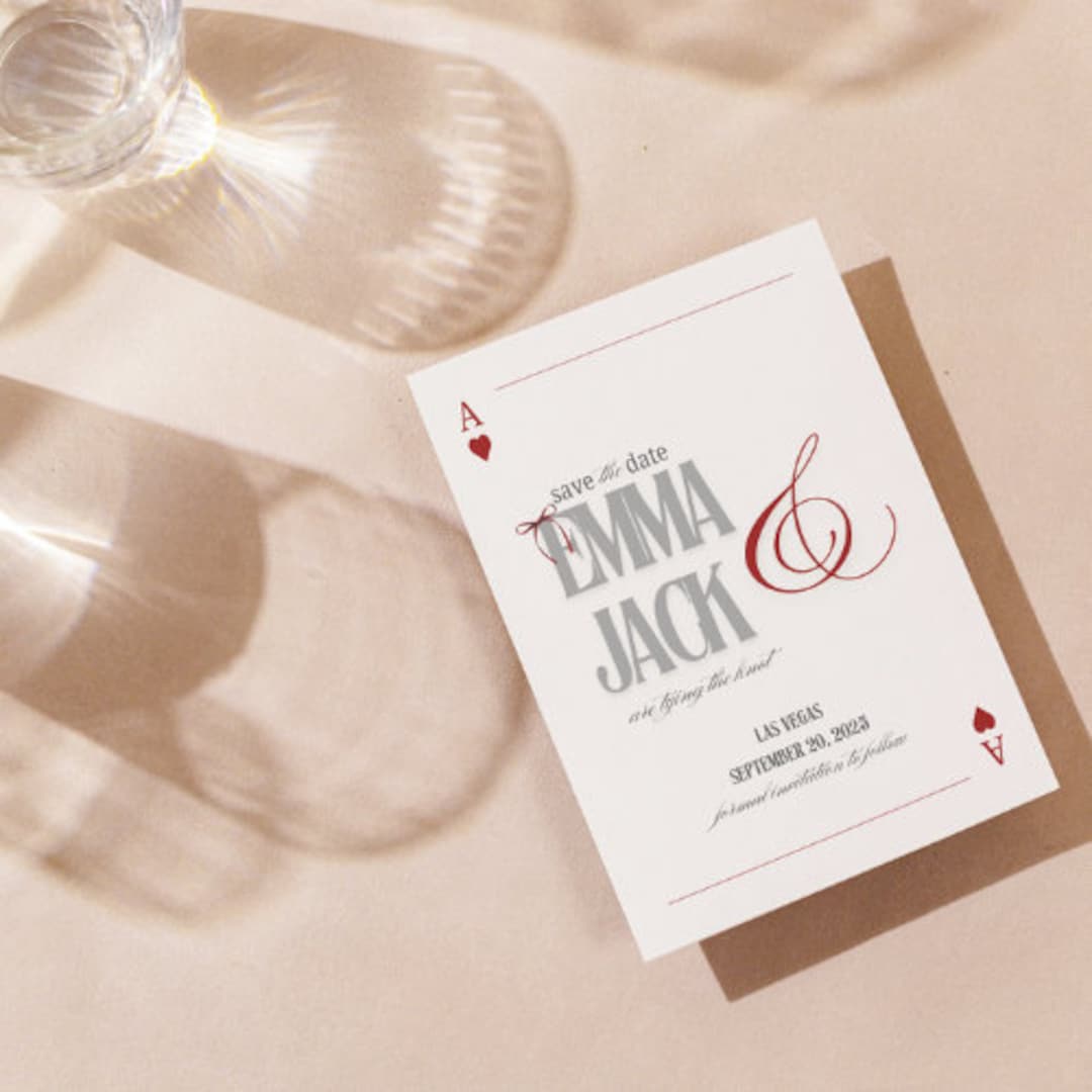 Playing Card Themed Save the Date Wedding Template | DIY | Ace of ...