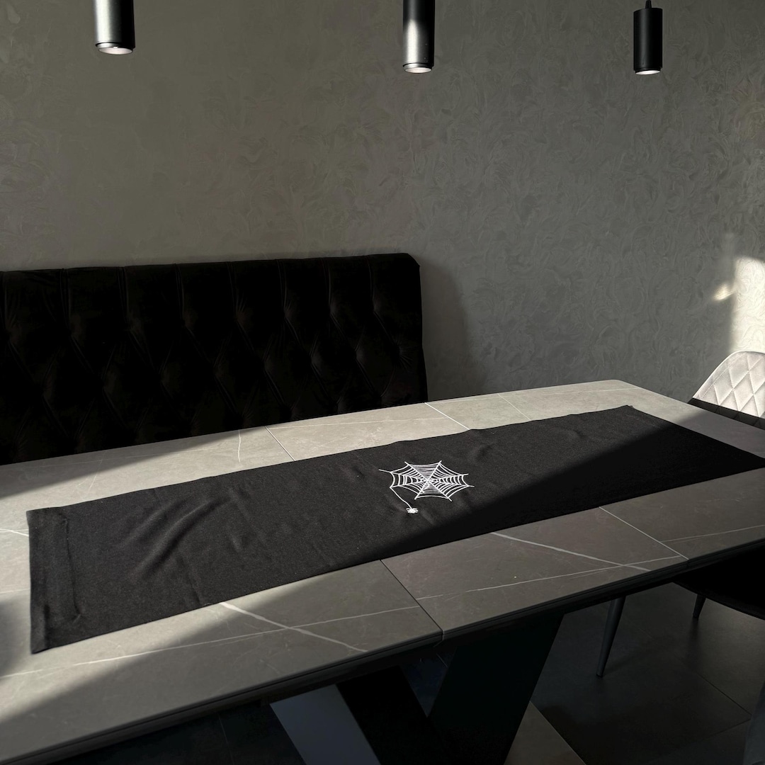 Table Runners Spiderweb Goth Table Runnner Halloween Decor Vintage Embroidered Tablerunner ...