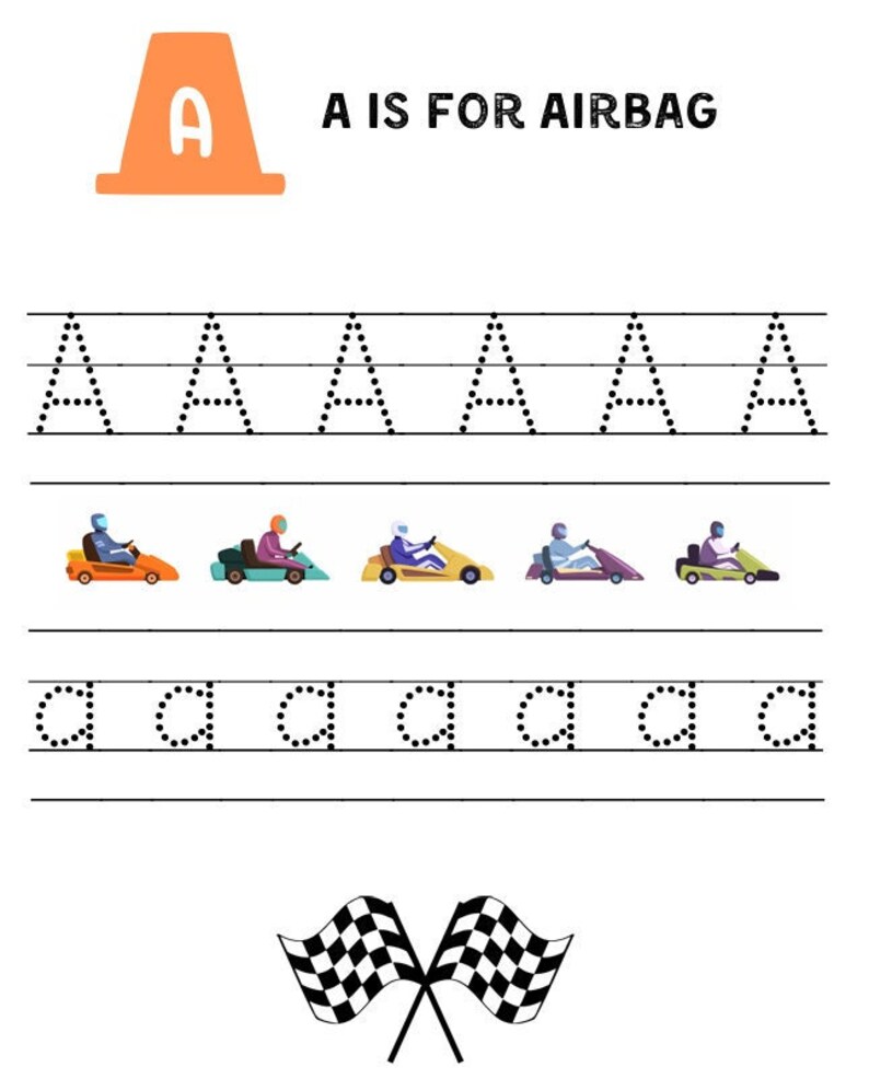 Alphabet Tracing Worksheets Car Abcs Preschool Printables - Etsy