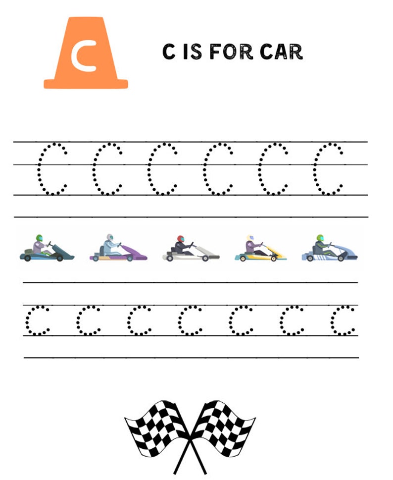 Alphabet Tracing Worksheets Car Abcs Preschool Printables - Etsy