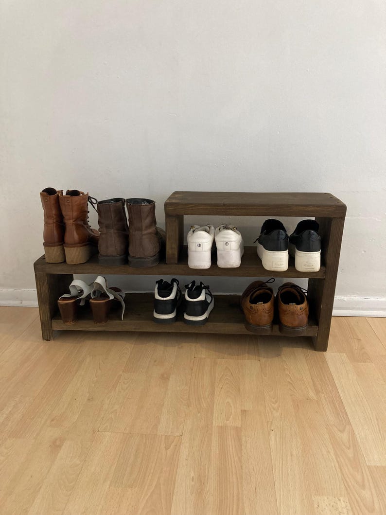 Rustic Solid Wooden Shoe Rack Bench: Handmade Entryway Storage - Etsy UK