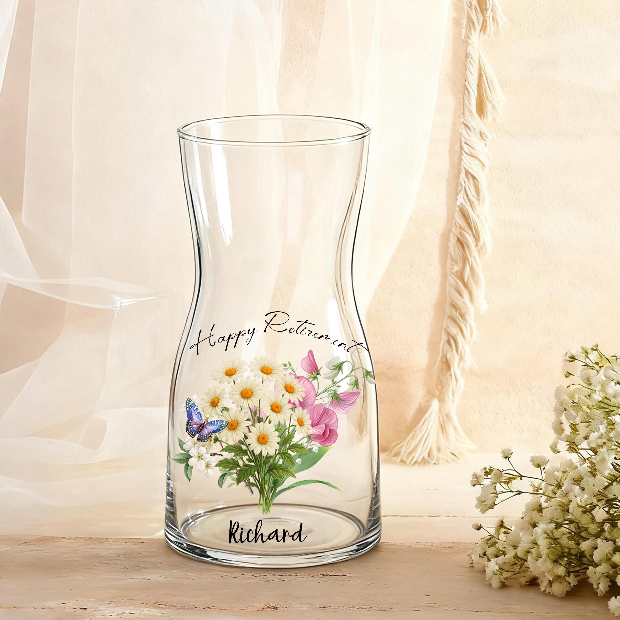 Personalized Retirement Floral Vase, Custom Name Keepsake - Etsy UK