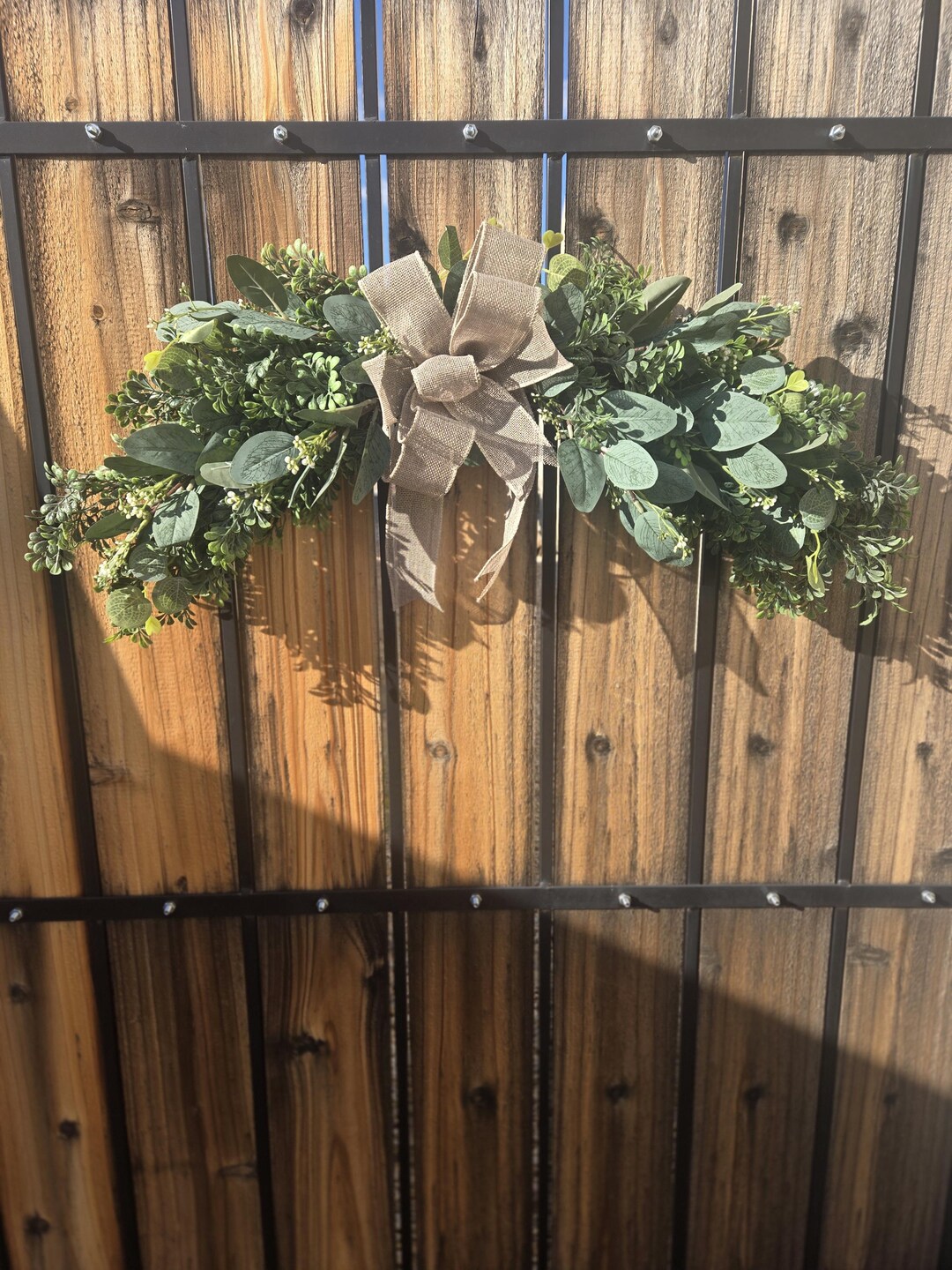 Rustic Farmhouse Eucalyptus Swag" Wreath With Dried Flowers - Etsy