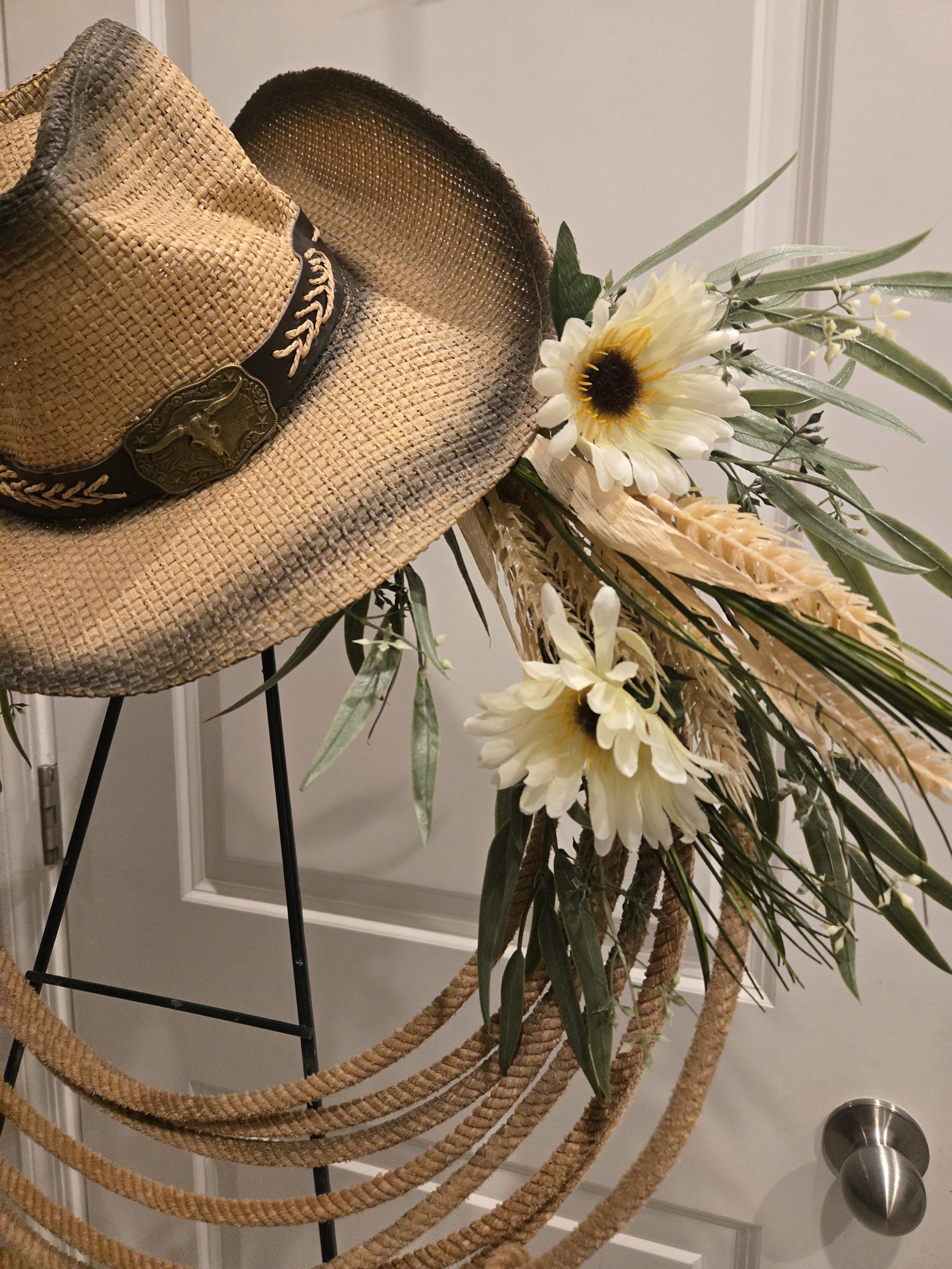 Western Lariat Rope Wreath With Cowboy Hat: Farmhouse Decor (26x26) - Etsy