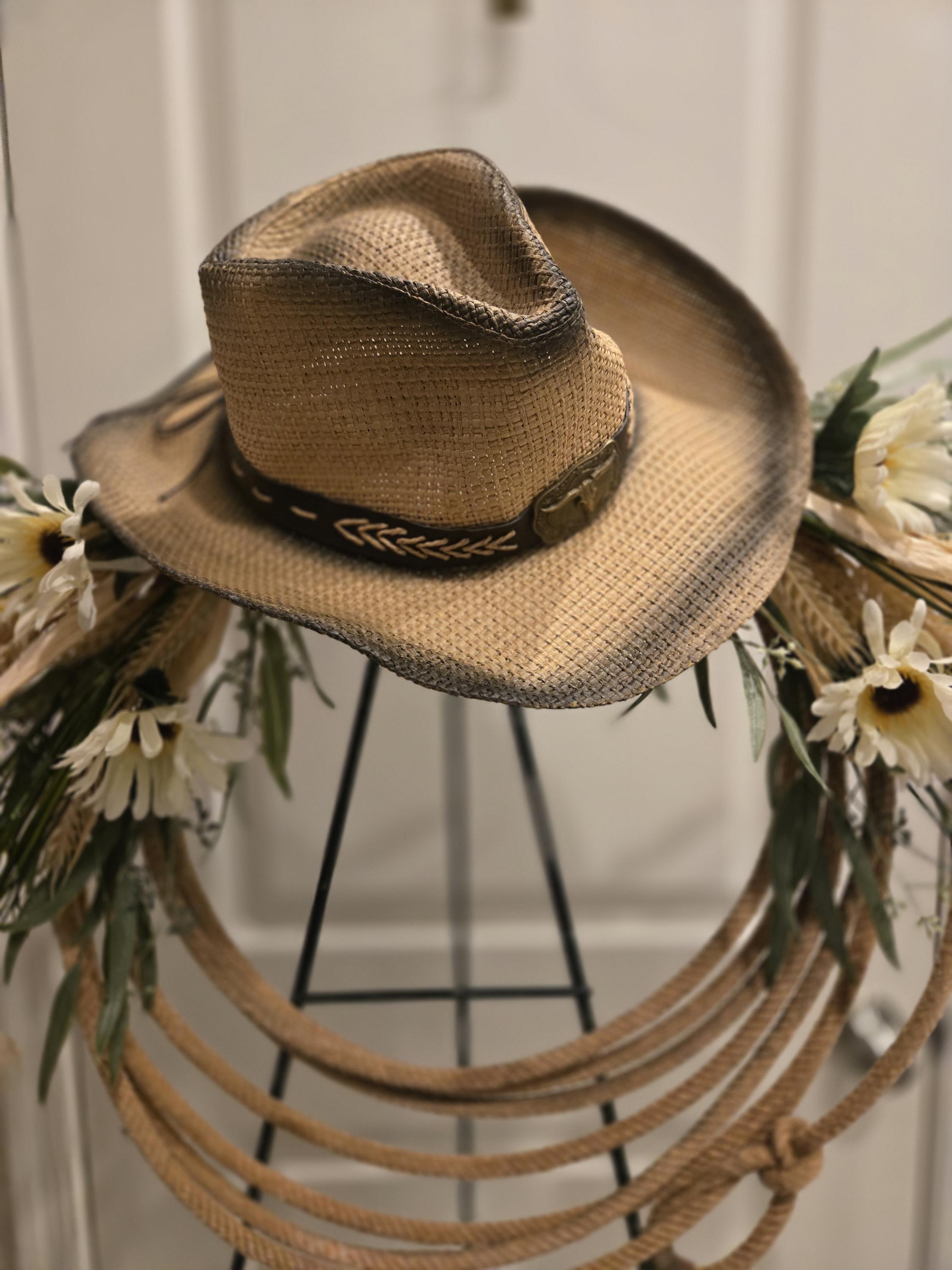 Western Lariat Rope Wreath With Cowboy Hat: Farmhouse Decor (26x26) - Etsy