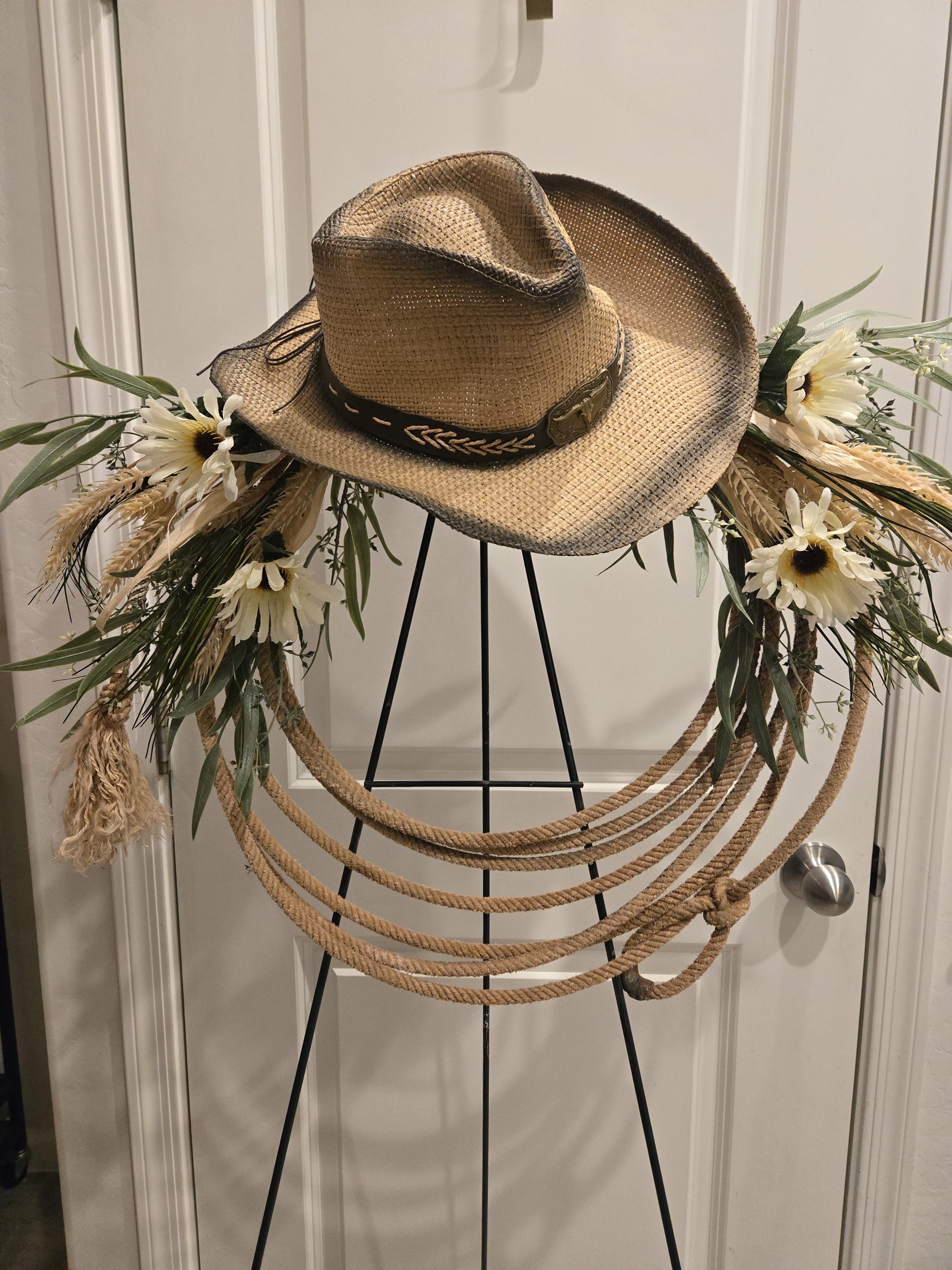 Western Lariat Rope Wreath With Cowboy Hat: Farmhouse Decor (26x26) - Etsy