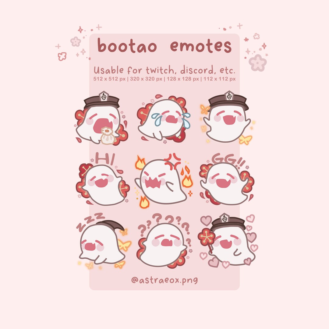 Genshin Impact Hutao Ghost Bootao Emotes Twitch and Discord 9 Emotes in ...