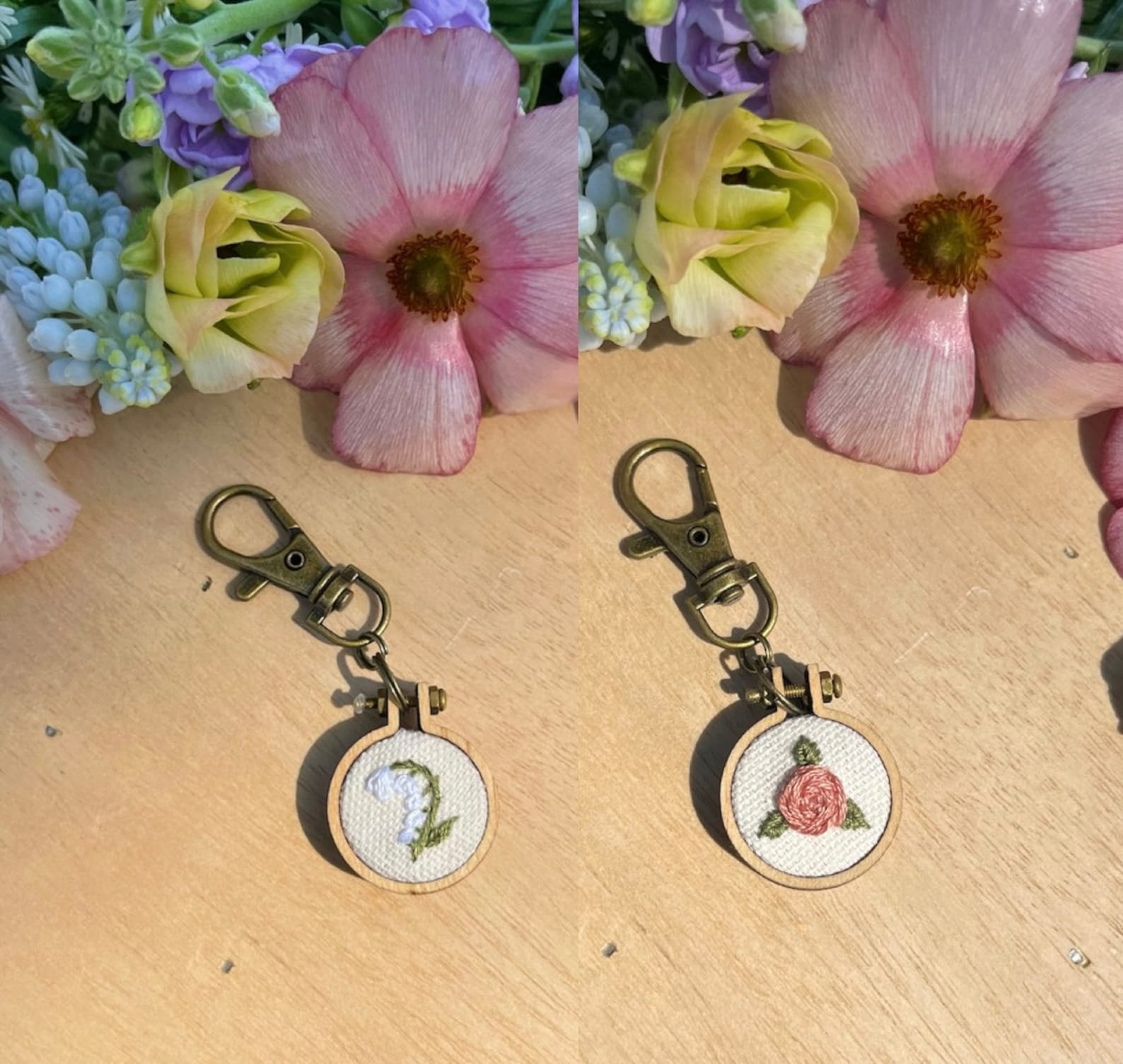 Embroidered Birth Month Flower Keychains - Etsy