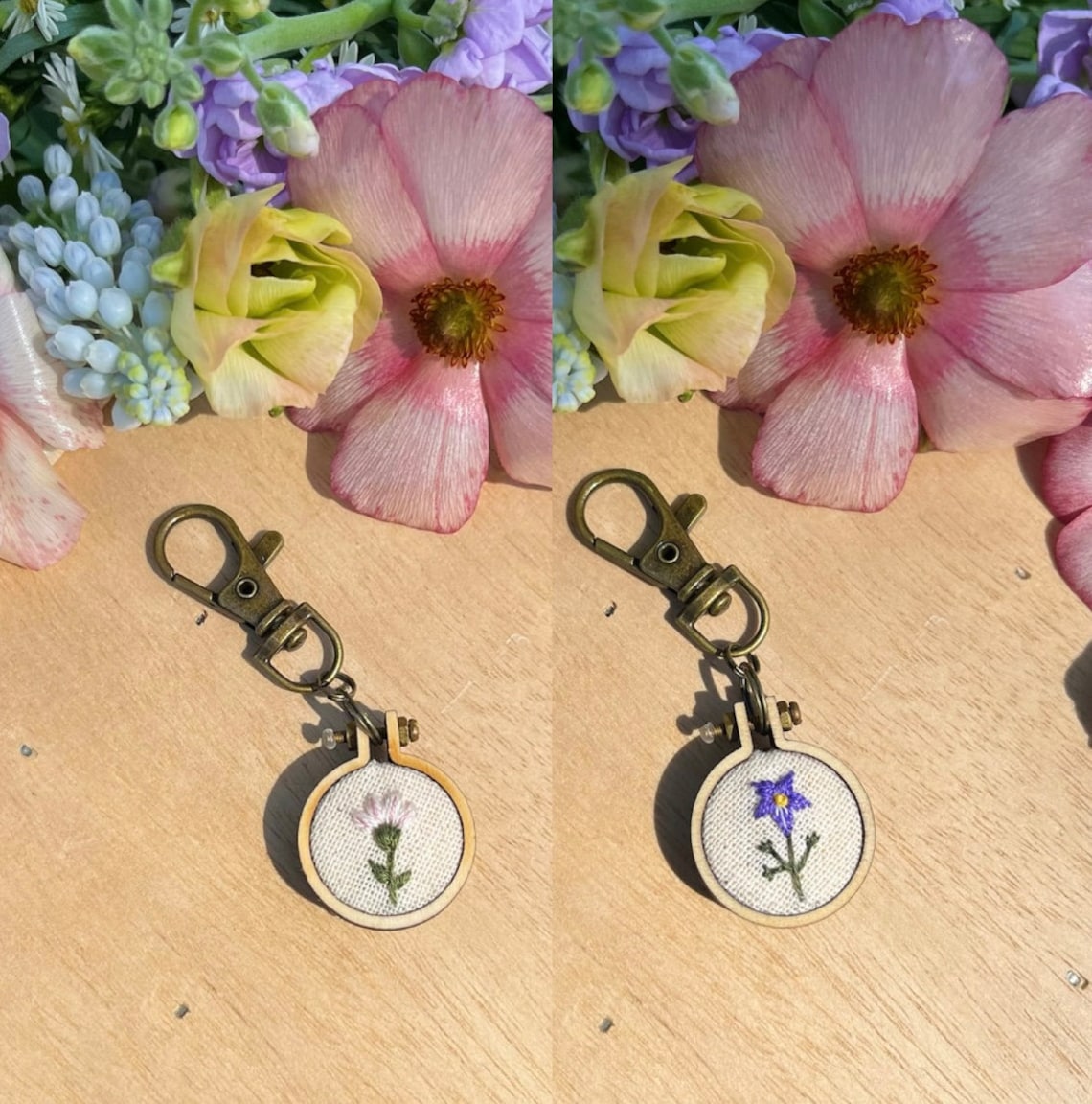 Embroidered Birth Month Flower Keychains - Etsy