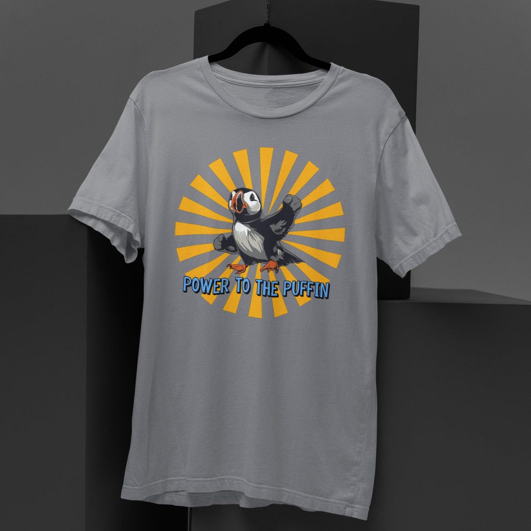 Funny Puffin Shirt - Power to the Puffin Funny Graphic Tee | Silly Bird ...