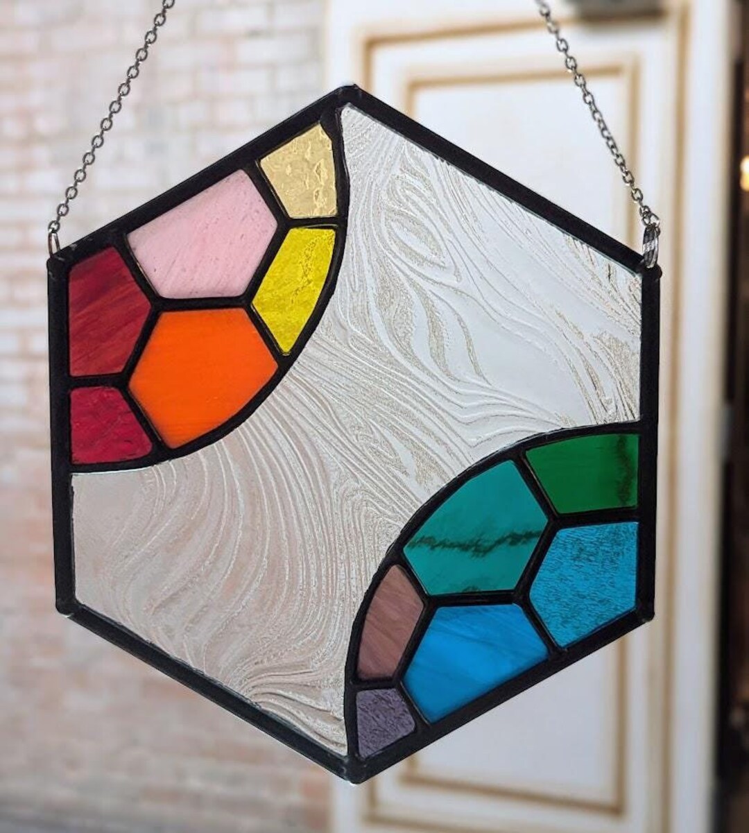 Hexagonal Rainbow Swirls Suncatcher - Etsy